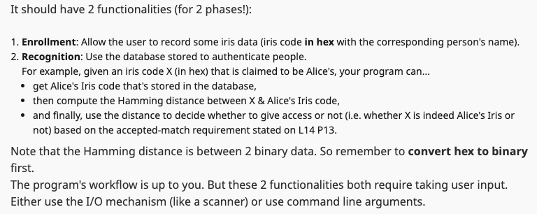 Solved Authenticate Using Iris Code Write a program in C++ | Chegg.com