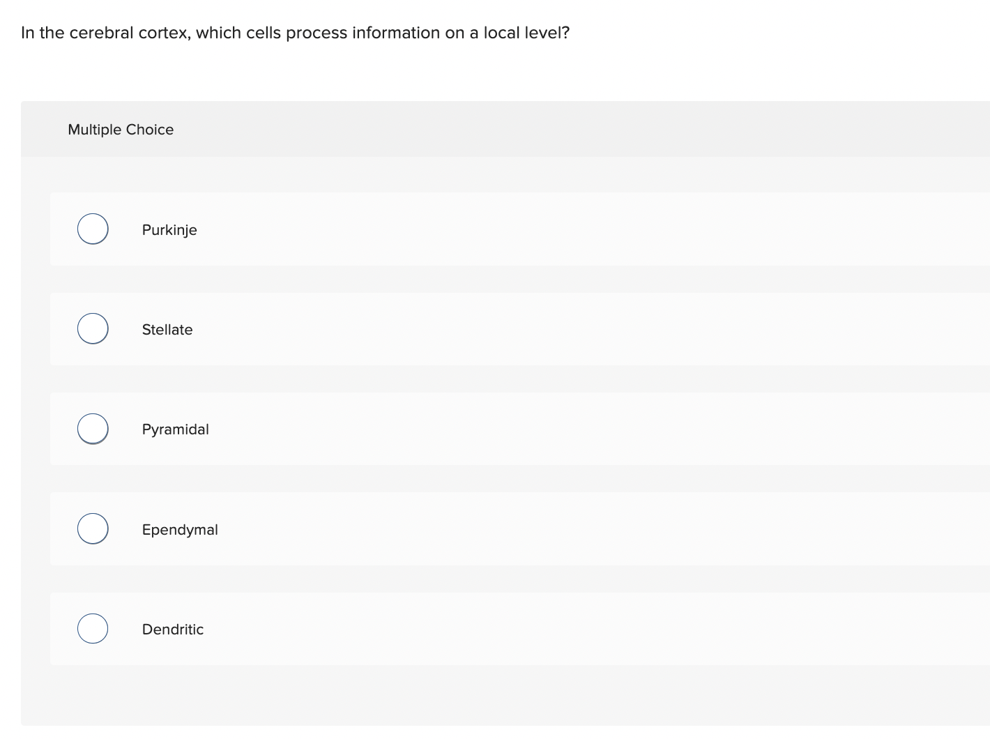 Solved In the cerebral cortex, which cells process | Chegg.com