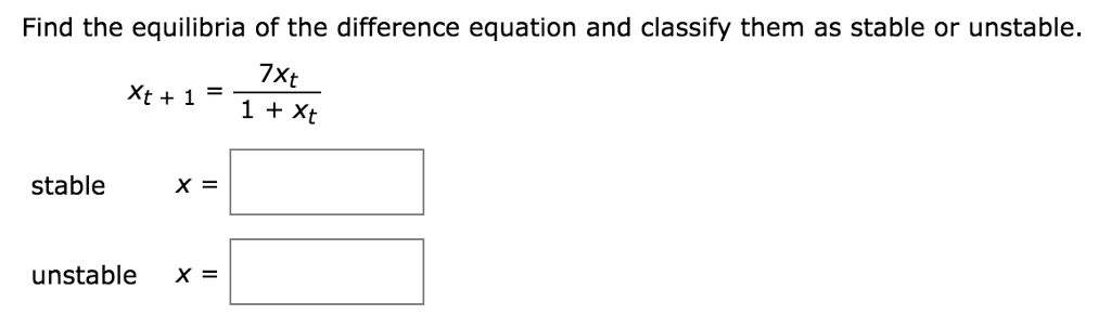 Solved Find the equilibria of the difference equation and | Chegg.com