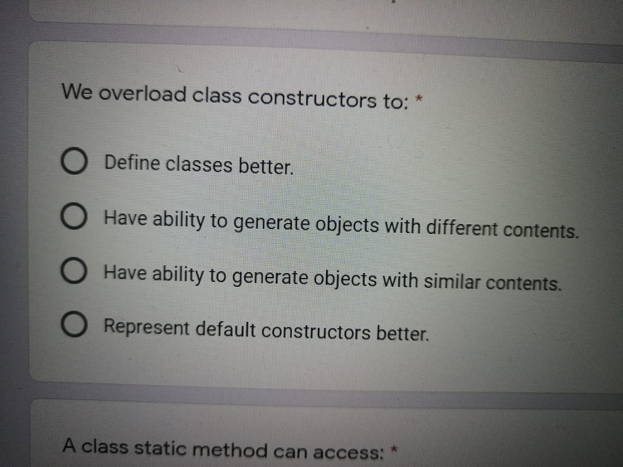 Solved We overload class constructors to: * Define classes | Chegg.com Solved We overload class constructors to: * Define classes | Chegg.com