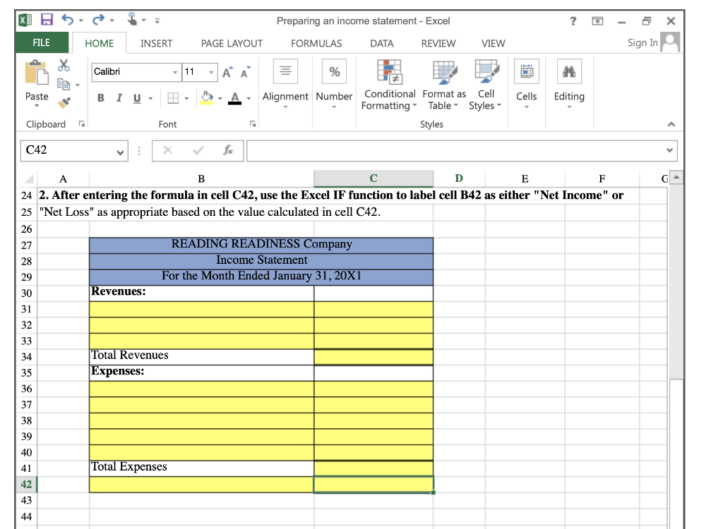 Solved XS- Preparing an income statement - Excel FILE PAGE | Chegg.com