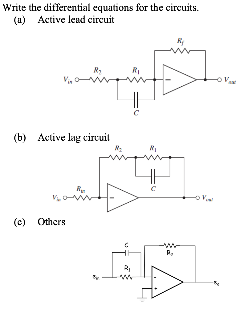 Solved Write the differential equations for the circuits. | Chegg.com