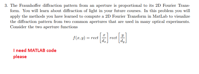 3. The Fraunhoffer diffraction pattern from an | Chegg.com