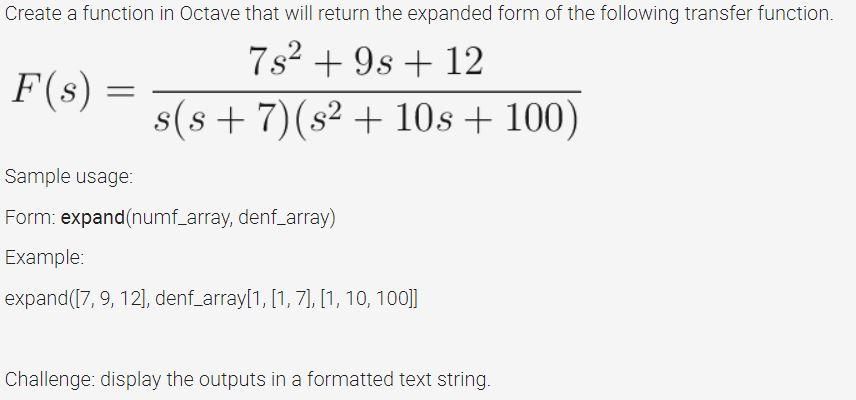 Solved Create a function in Octave that will return the | Chegg.com