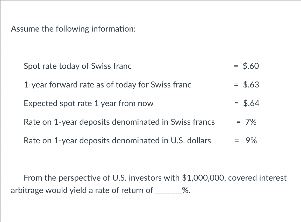 Solved Assume The Following Information Spot Rate Today Of