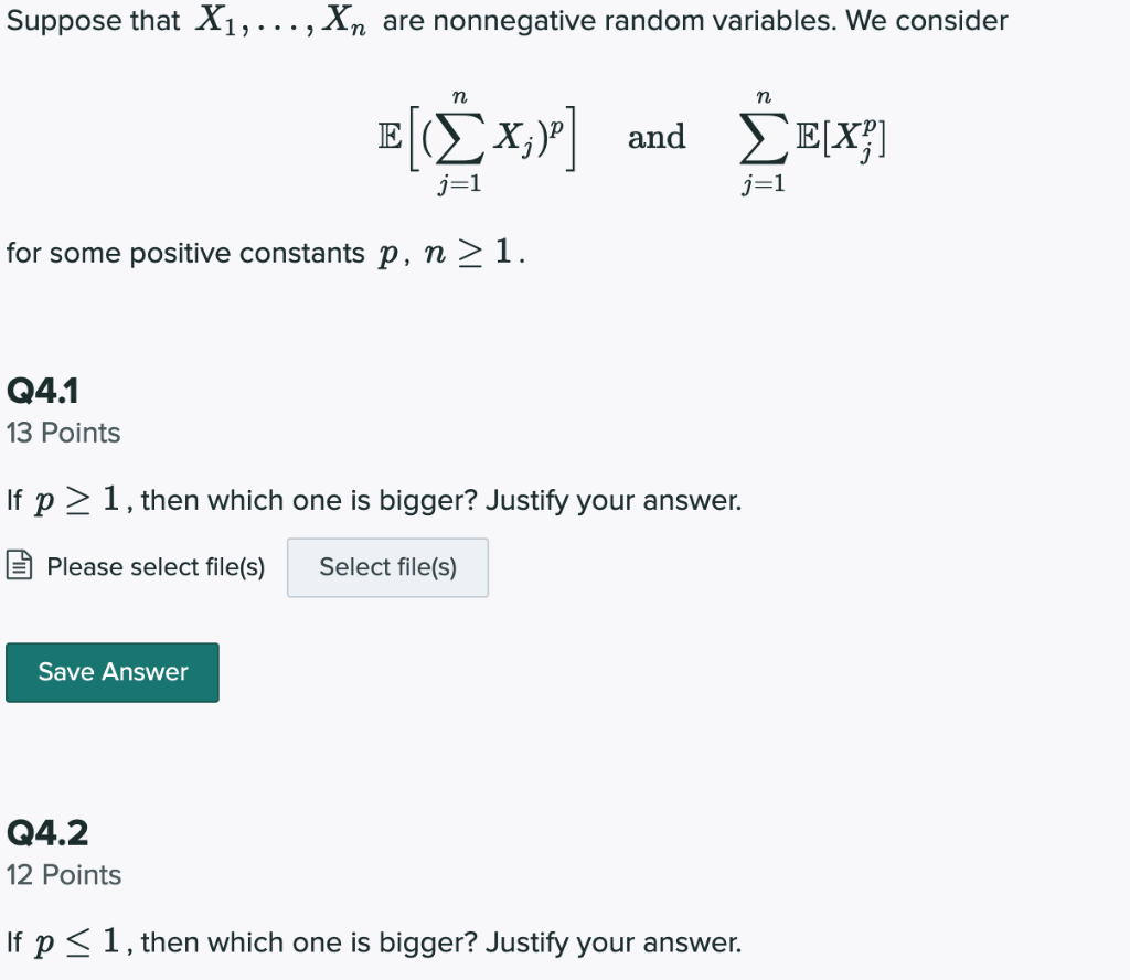 Solved Suppose that X1,..., Xn are nonnegative random | Chegg.com