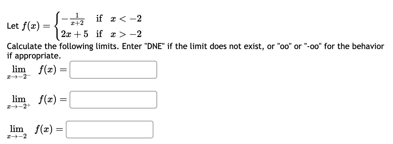 Solved Let f(x)={-1x+2 if x -2Calculate the | Chegg.com