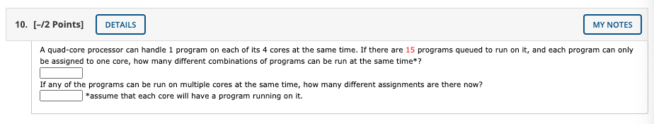 Solved 10. [-12 Points] DETAILS MY NOTES A quad-core | Chegg.com