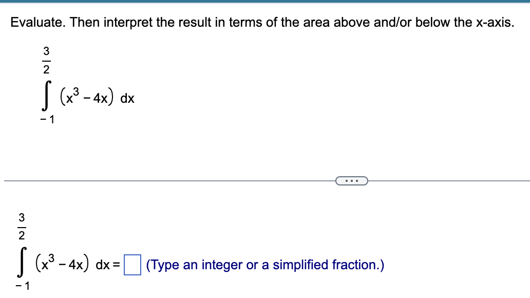 Solved ∫-132(x3-4x)dx=, (Type an integer or a simplified | Chegg.com