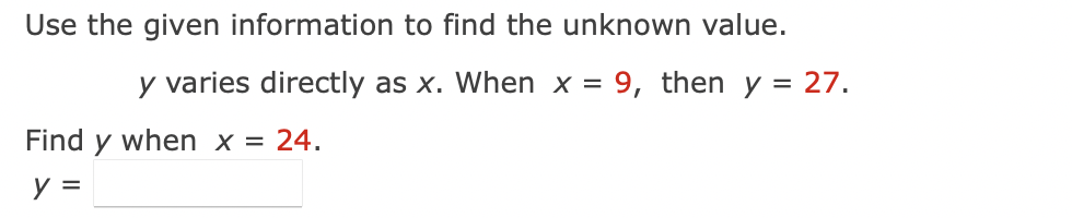 Solved Use the given information to find the unknown value. | Chegg.com