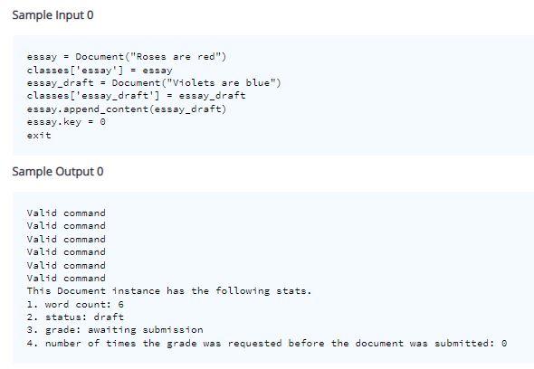 Solved Refine the Python class, Document, previously | Chegg.com