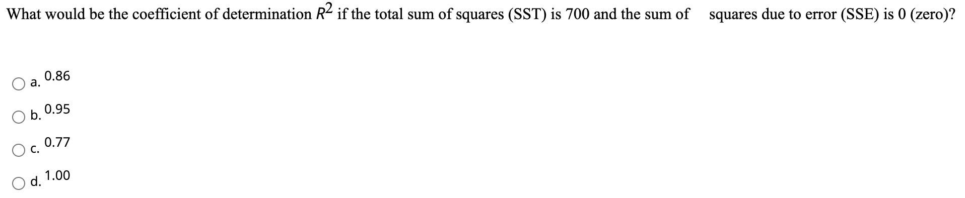 Solved What would be the coefficient of determination R2 if | Chegg.com