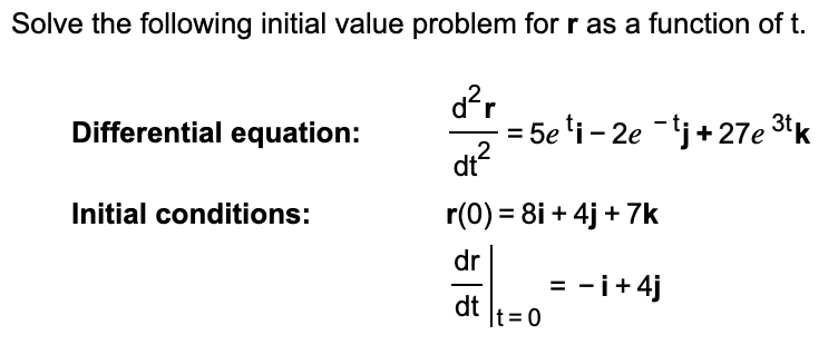 Solved Solve the initial value problem for r as a vector | Chegg.com