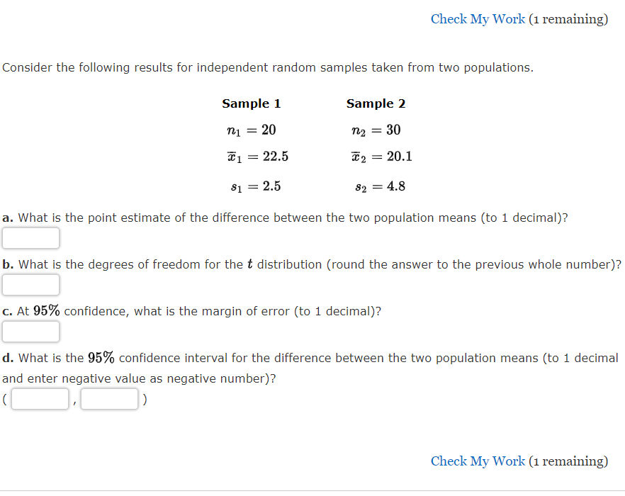 Solved Consider the following results for independent random | Chegg.com
