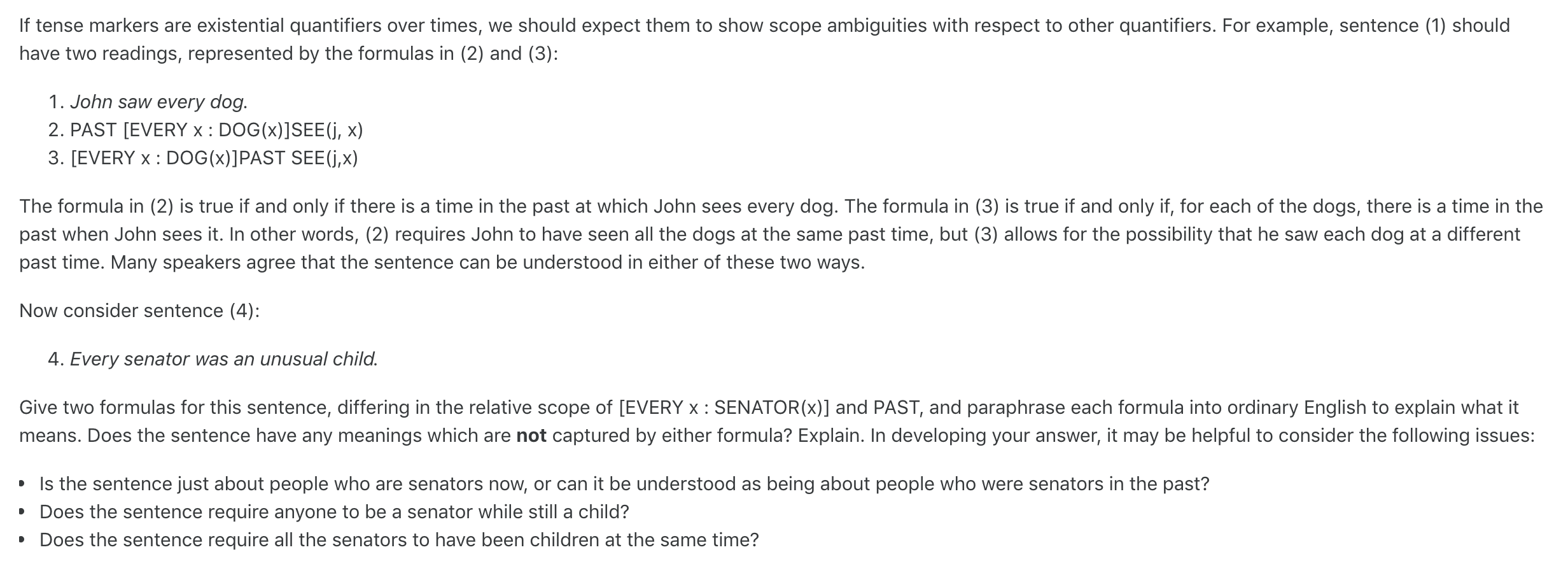 If tense markers are existential quantifiers over | Chegg.com