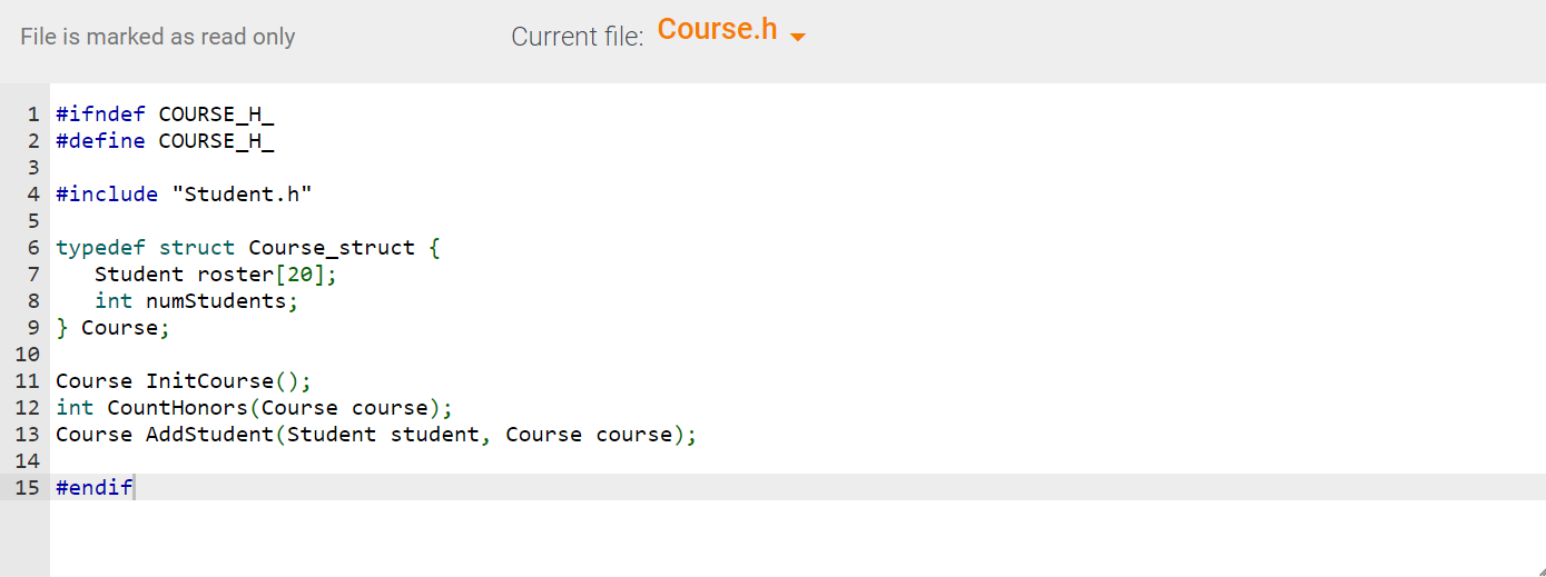 Solved File is marked as read only Current file: Course.h | Chegg.com