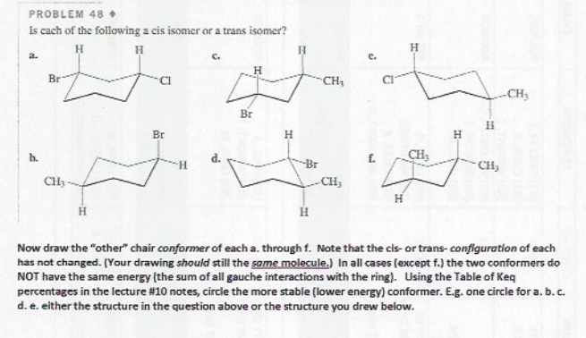 Solved Is cach of the following a cis isomer or a trans | Chegg.com