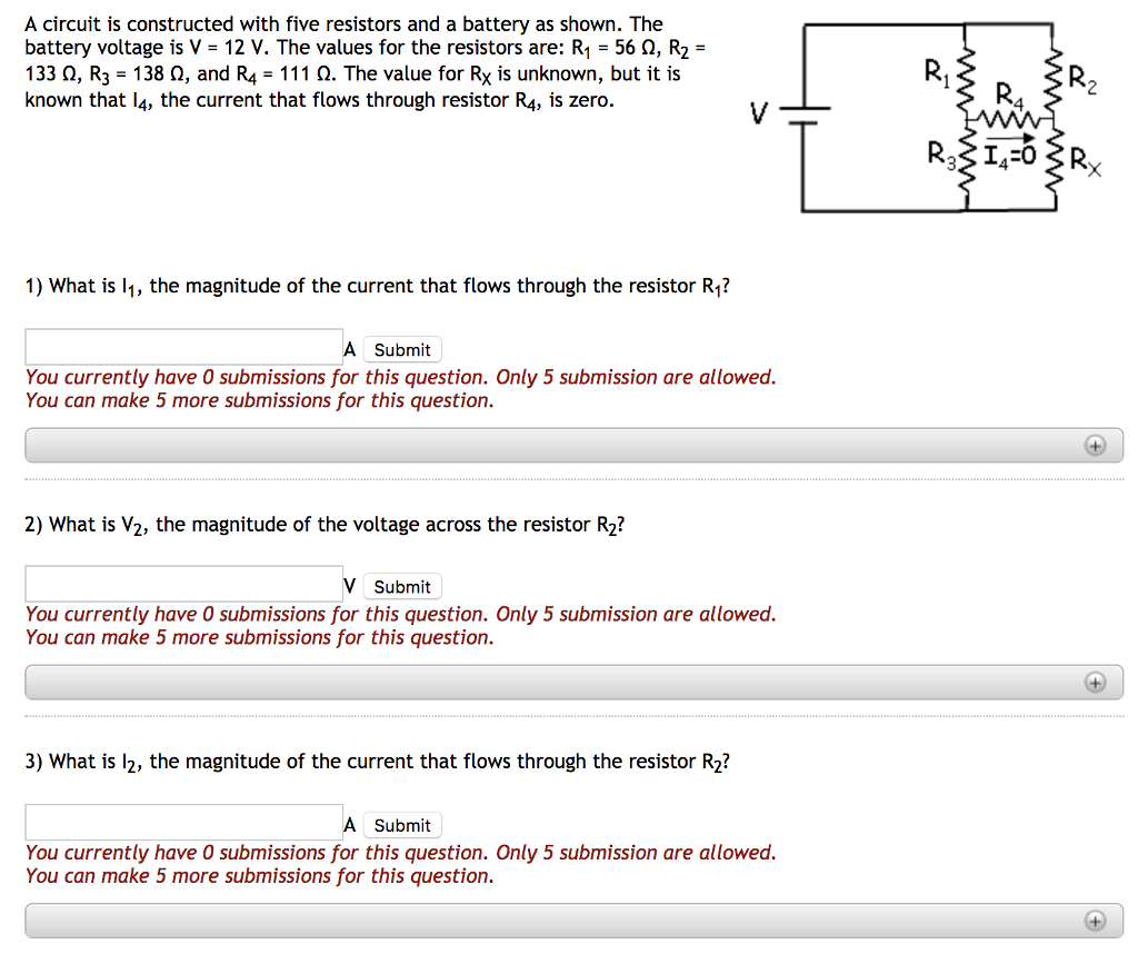 Solved A circuit is constructed with five resistors and a | Chegg.com