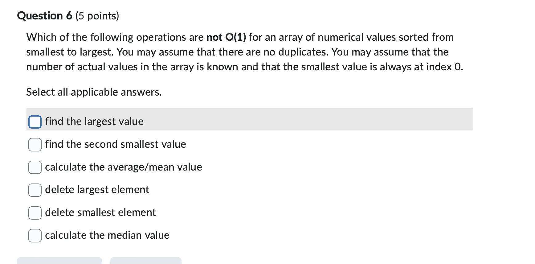 Solved Which of the following operations are not O(1) for an | Chegg.com