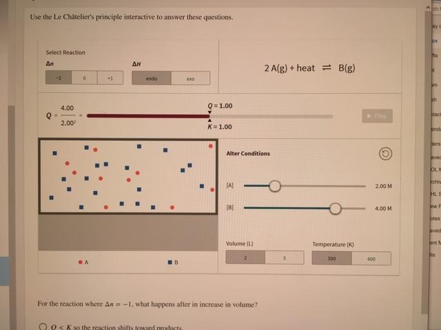 Solved Use the Le Chatelier's principle interactive to | Chegg.com