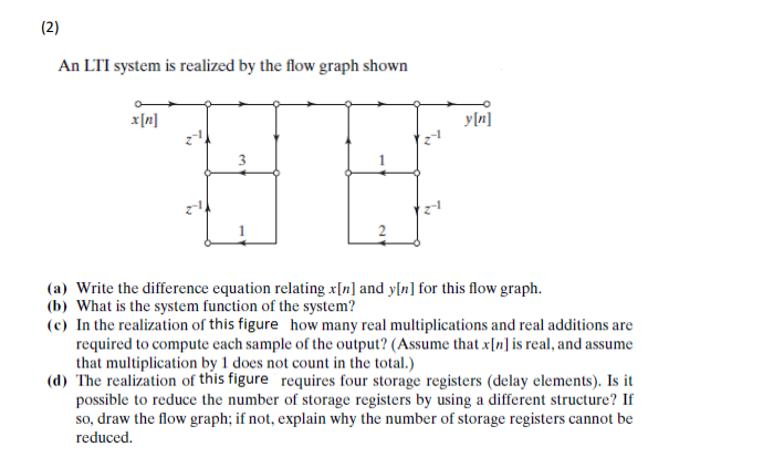 Solved (2) An LTI system is realized by the flow graph shown | Chegg.com