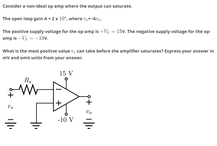 Solved Consider a non-ideal op amp where the output can | Chegg.com