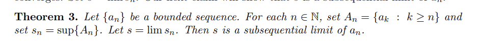 Solved Theorem 3. Let {an} be a bounded sequence. For each | Chegg.com
