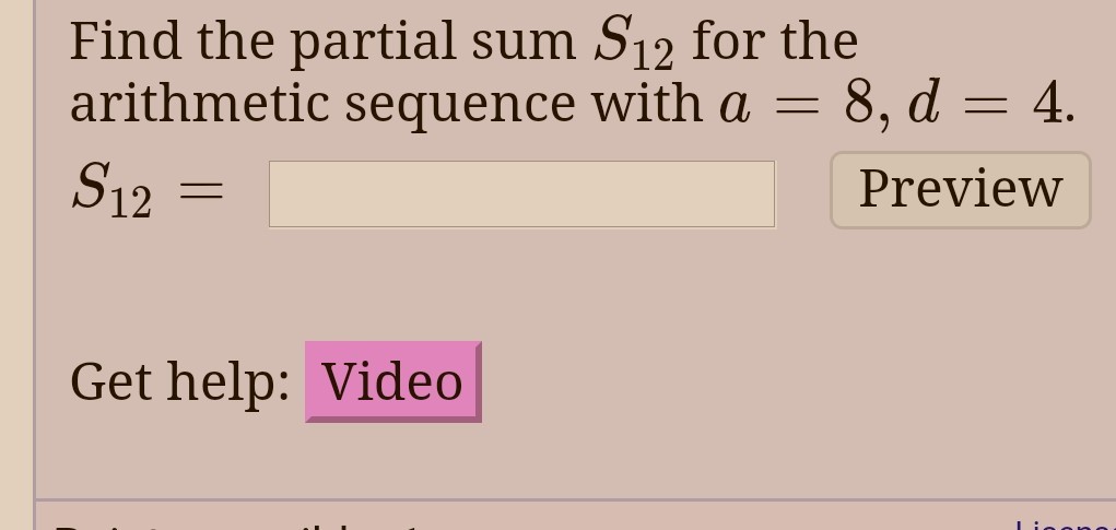Solved Find the partial sum S12 for the arithmetic sequence | Chegg.com