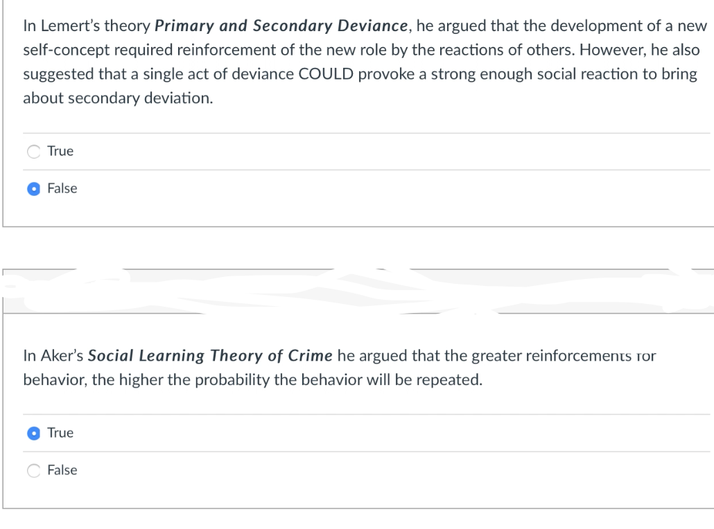 Solved In Lemert's theory Primary and Secondary Deviance, he | Chegg.com