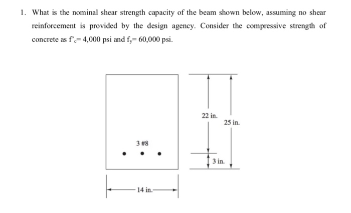 Solved 1. What is the nominal shear strength capacity of the | Chegg.com