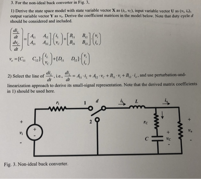 Solved 3. For the non-ideal buck converter in Fig. 3, 1) | Chegg.com