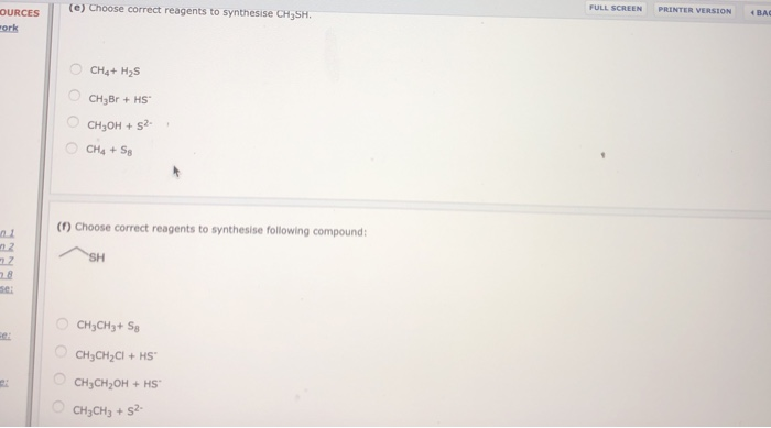 Solved FULL SCREEN PRINTER VERSION BACK ESOURCES (a) Choose | Chegg.com