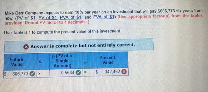 Solved Mike Derr Company expects to earn 10% per year on an | Chegg.com