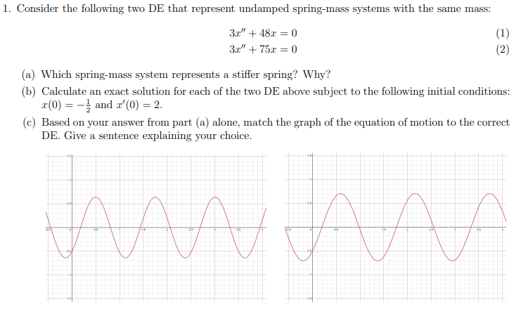 Solved Second differential equation with spring-mass | Chegg.com