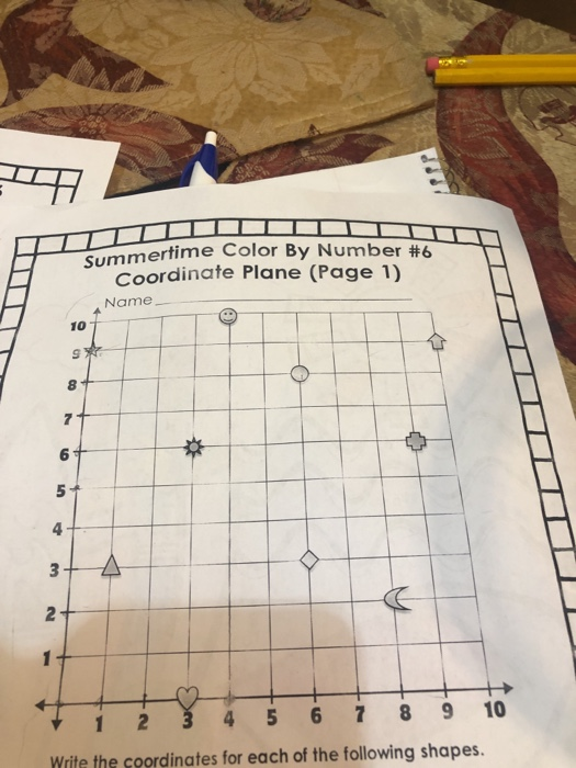 Solved omertime Color By Number #6 Coordinate Plane (Page 1) | Chegg.com