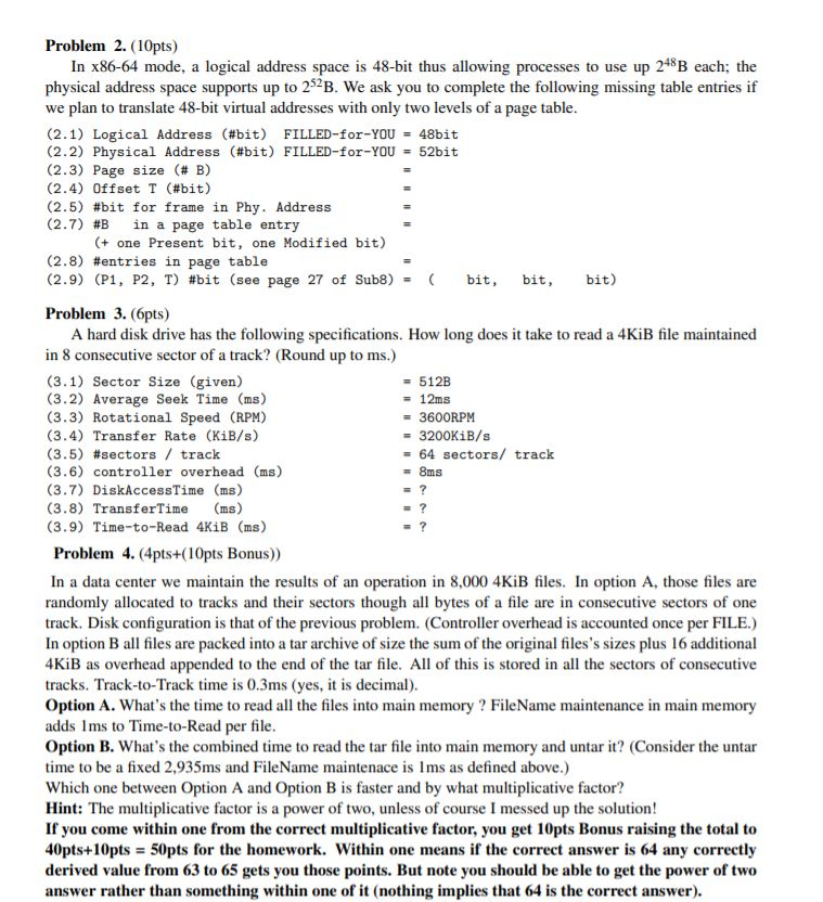 Solved Problem 2. (10pts) In x86-64 mode, a logical address | Chegg.com