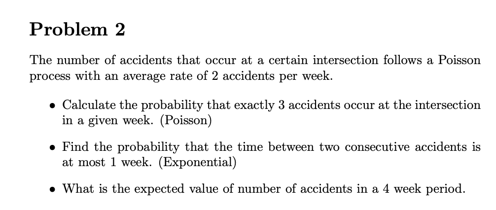 Solved The number of accidents that occur at a certain | Chegg.com