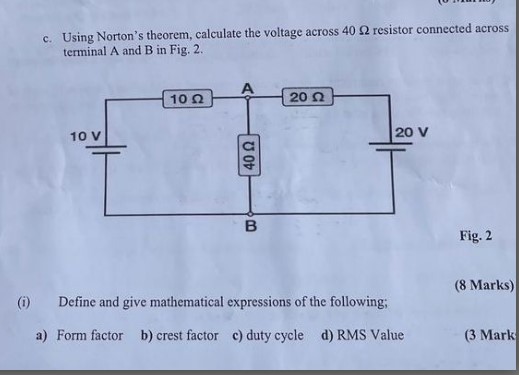 Solved c. Using Norton's theorem, calculate the voltage | Chegg.com