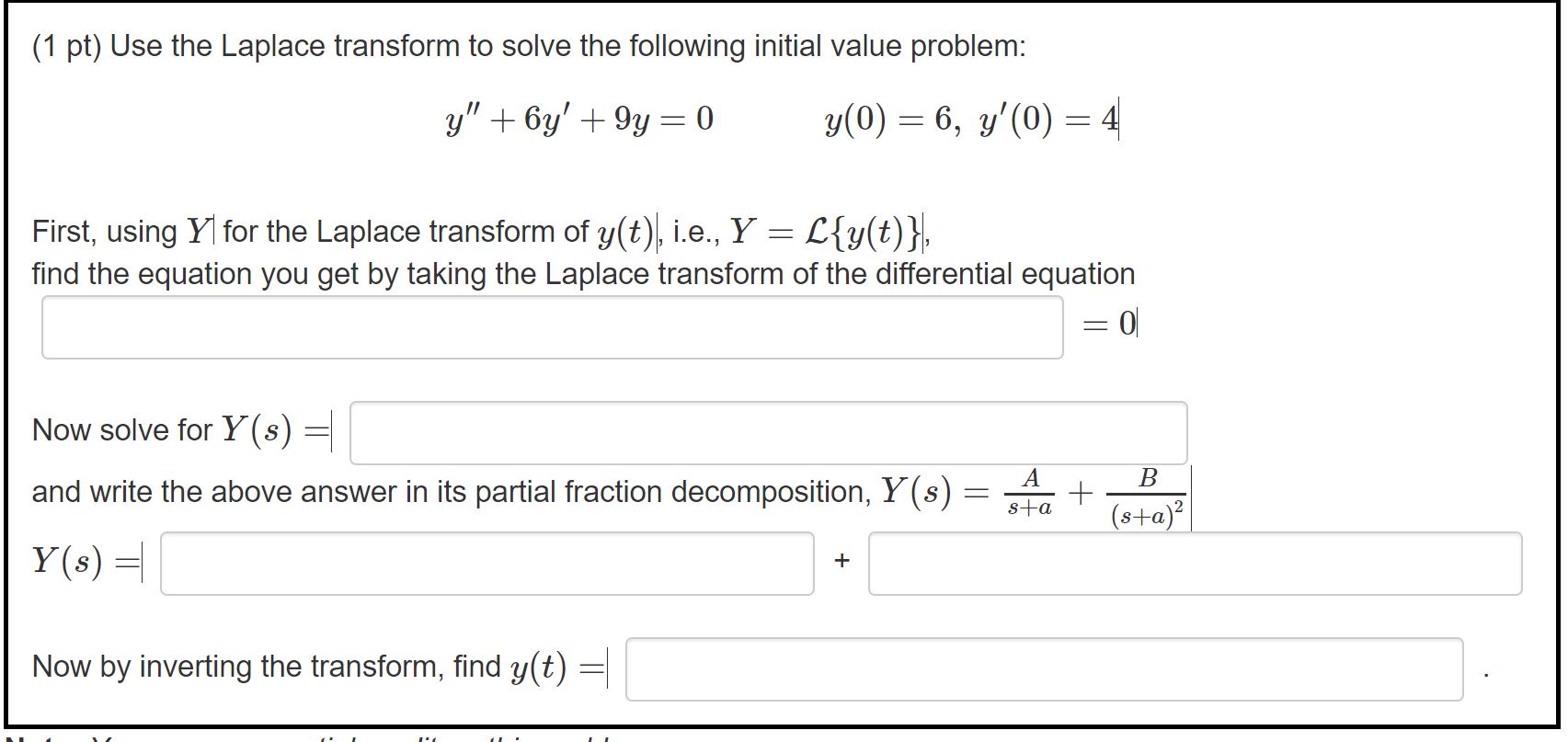 Solved Use the Laplace transform to solve the following | Chegg.com