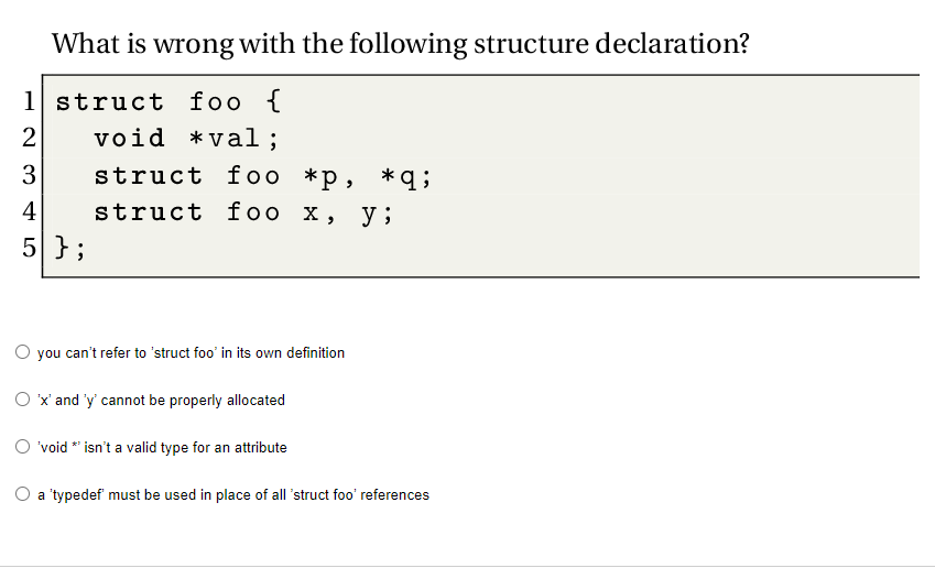 Solved What Is Wrong With The Following Structure