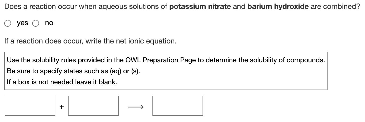 Solved Does a reaction occur when aqueous solutions of | Chegg.com