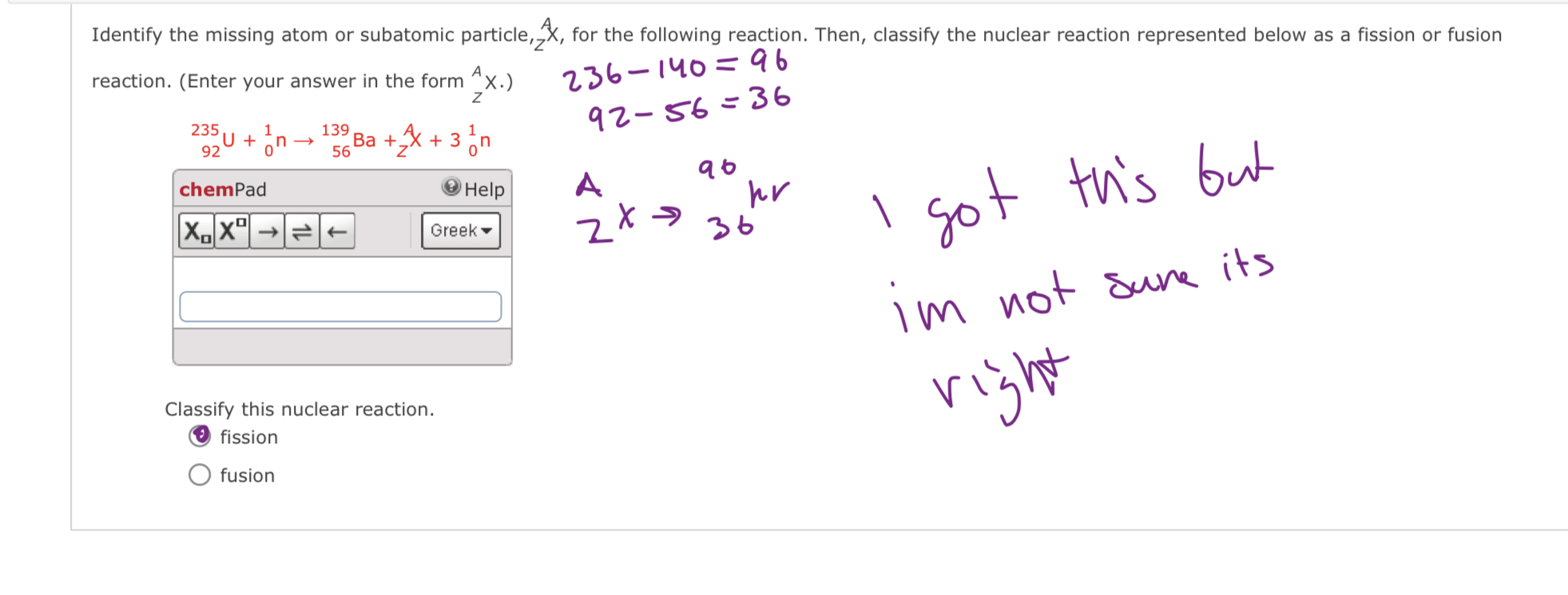 Solved Identify the missing atom or subatomic particle, ZA, | Chegg.com