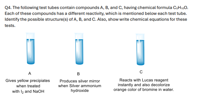 Q4. ﻿The following test tubes contain compounds | Chegg.com
