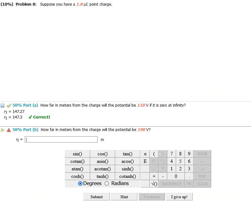 Solved (10\%) Problem 8: Suppose you have a 1.8μC point | Chegg.com