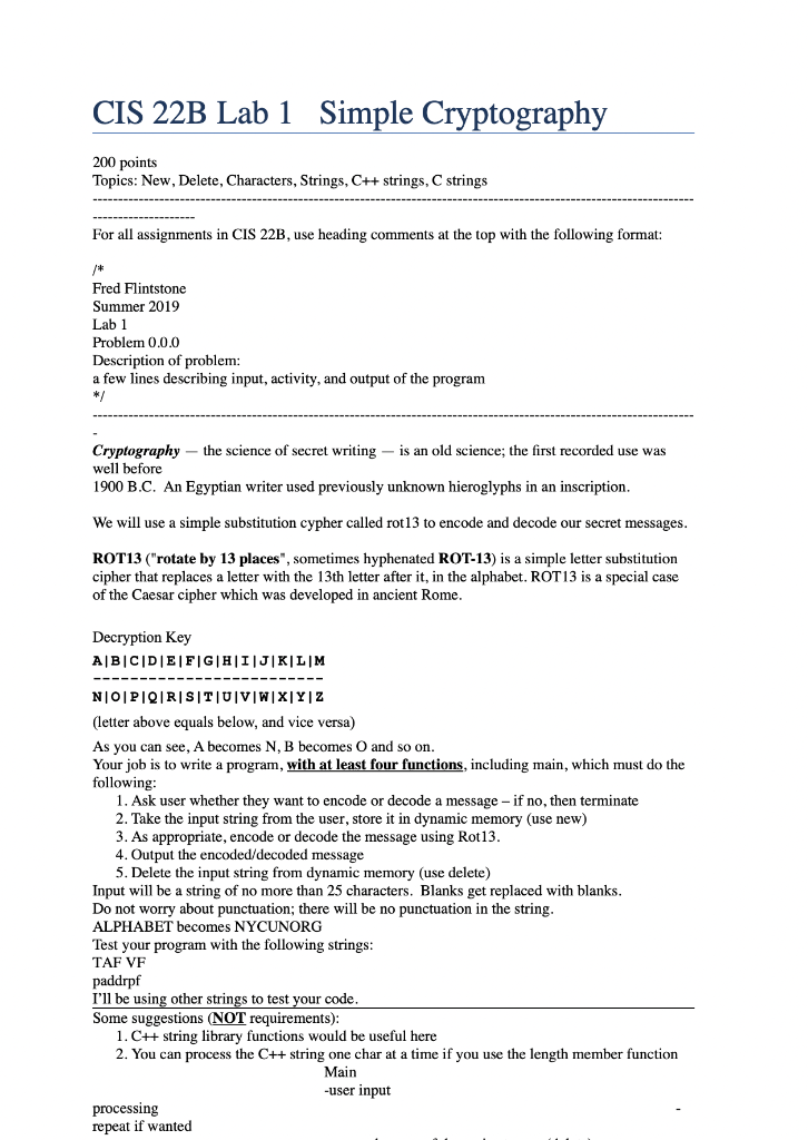 Solved CIS 22B Lab 1 Simple Cryptography 200 points Topics: | Chegg.com