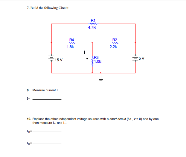 Solved Build the following CircuitMeasure current II=Replace | Chegg.com