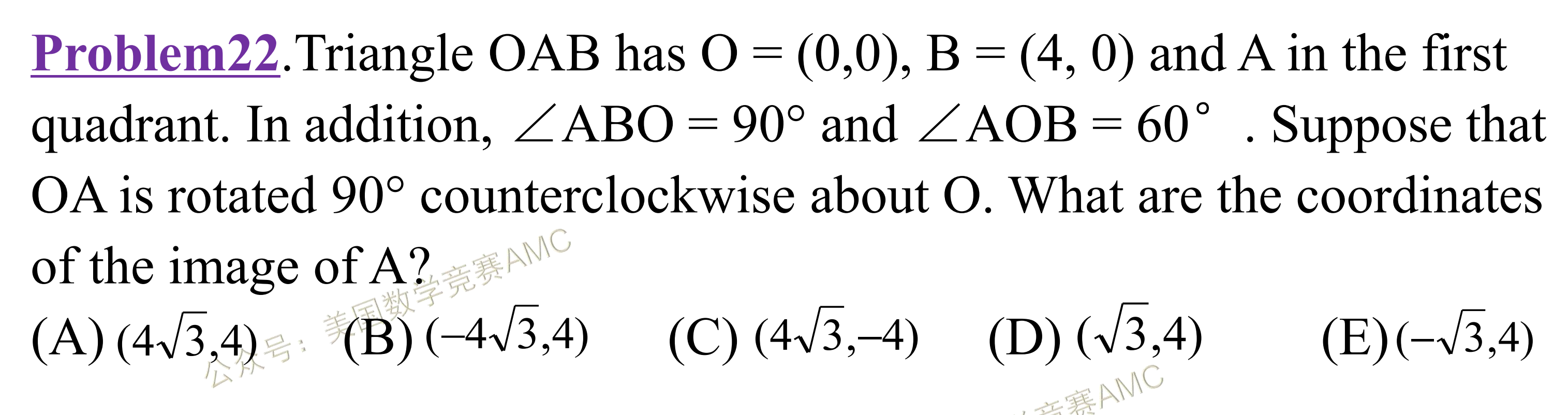 Solved Problem22. Triangle OAB has O = (0,0), B = (4, 0) and | Chegg.com