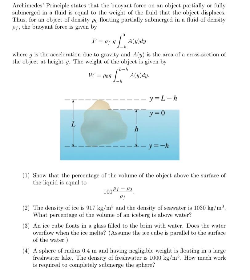 Solved Archimedes' Principle states that the buoyant force | Chegg.com