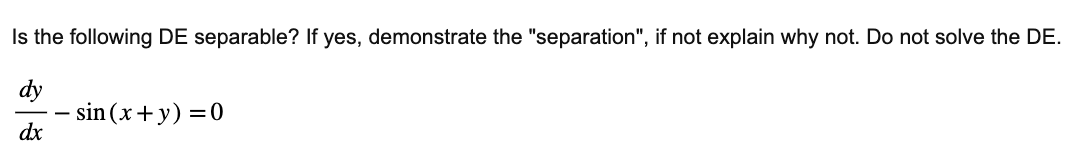 Solved Is The Following De Separable If Yes Demonstrate