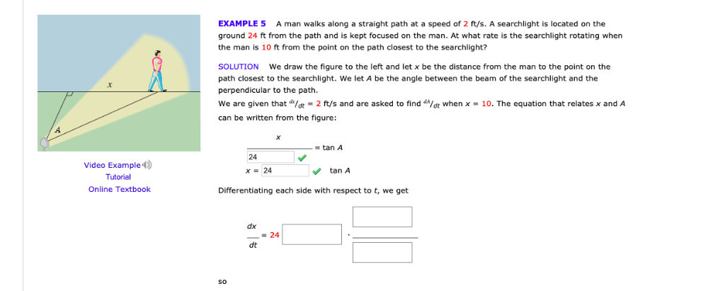 Solved EXAMPLE 5 A man walks along a straight path at a | Chegg.com